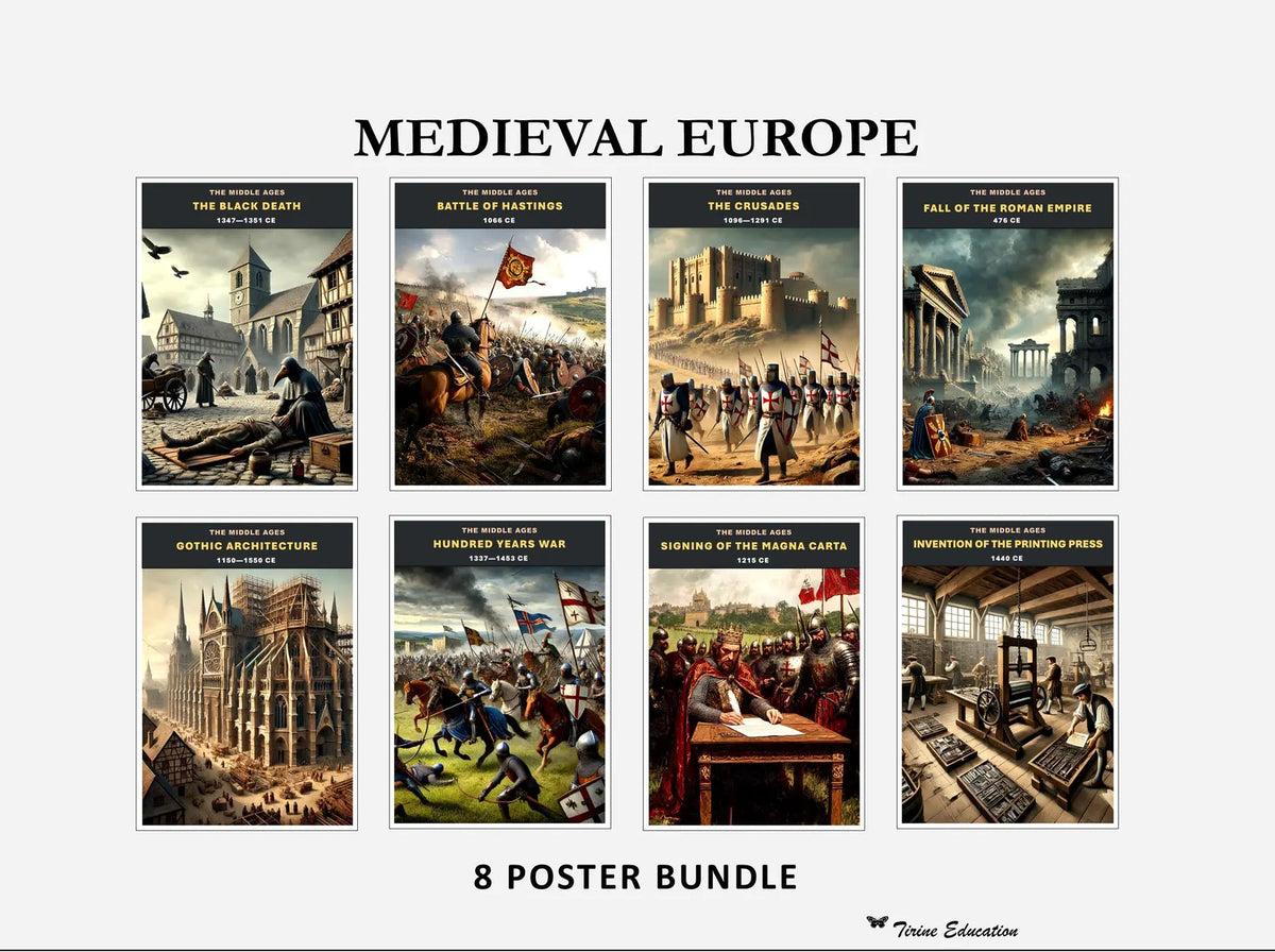 Medieval Europe History Posters 476-1500CE - 8 poster set – Southern ...
