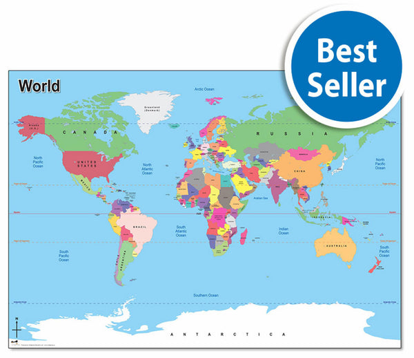 Simple Map - The WORLD - Size A1 – Southern Cross Educational